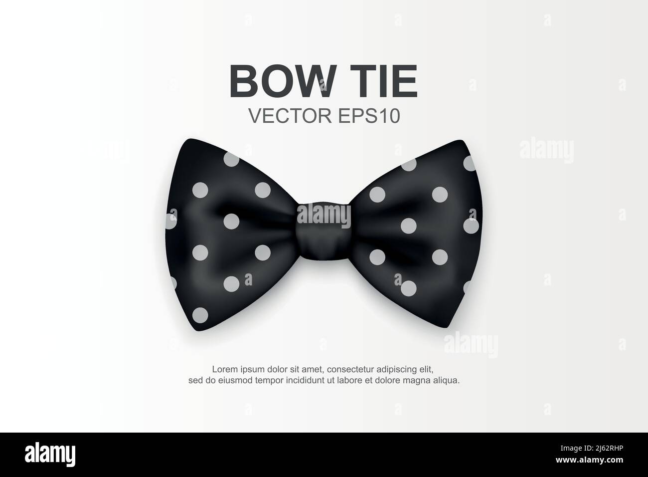 Vector 3d Realistic Polka Dot Black Bow Tie Icon Closeup Isolated On