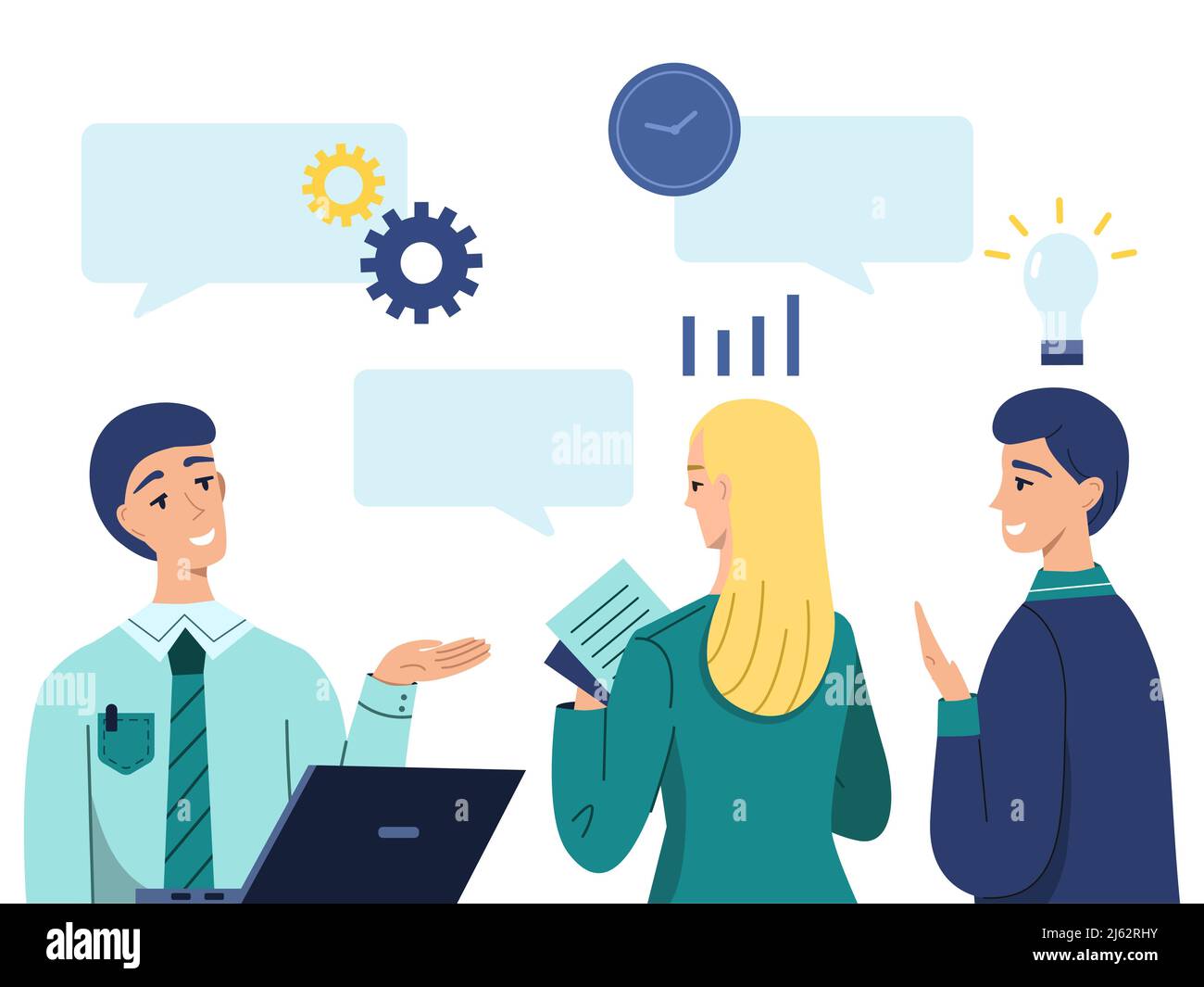 Project idea presentation vector illustration. Managers man and woman ...