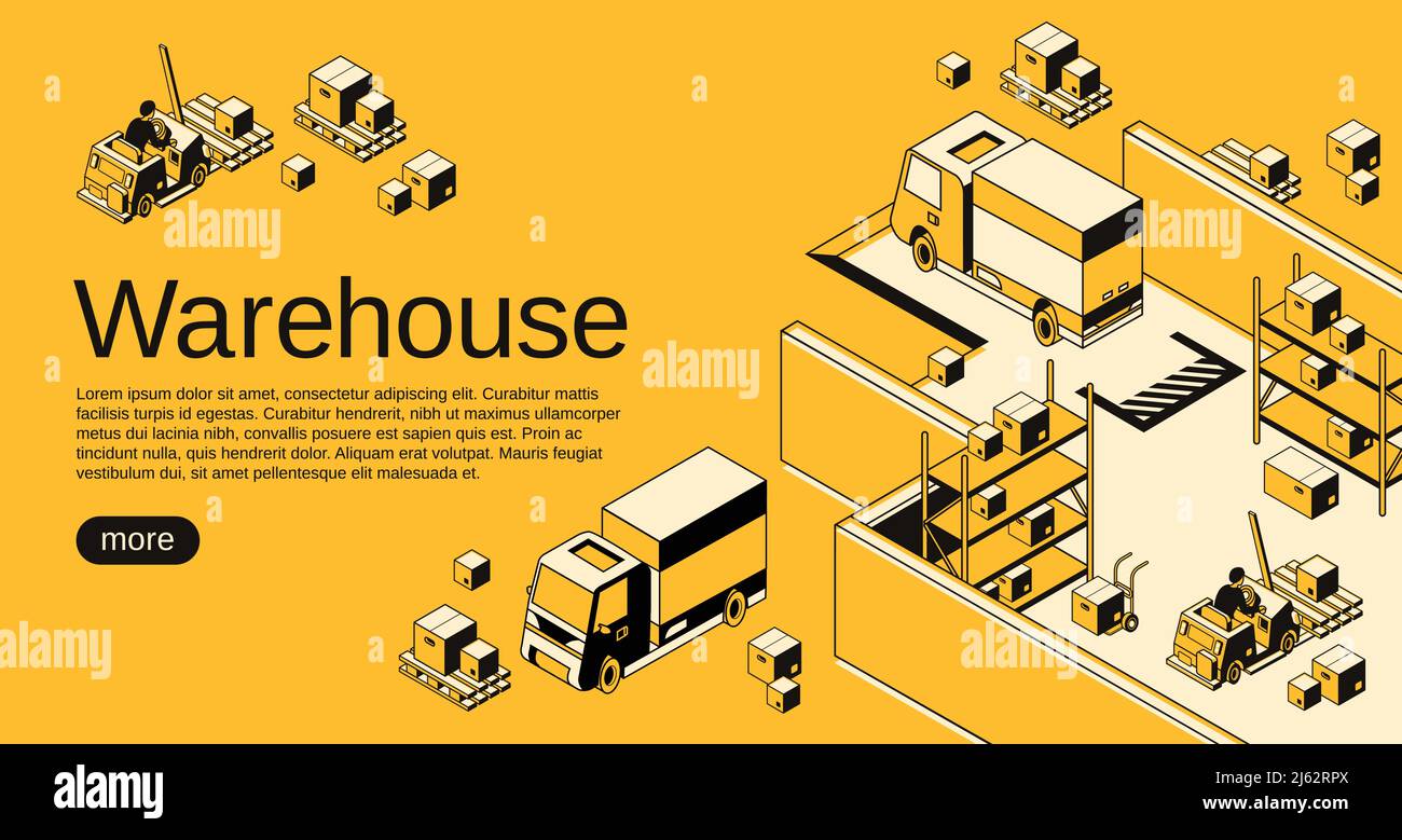 Warehouse logistics and shipment vector illustration in isometric black ...