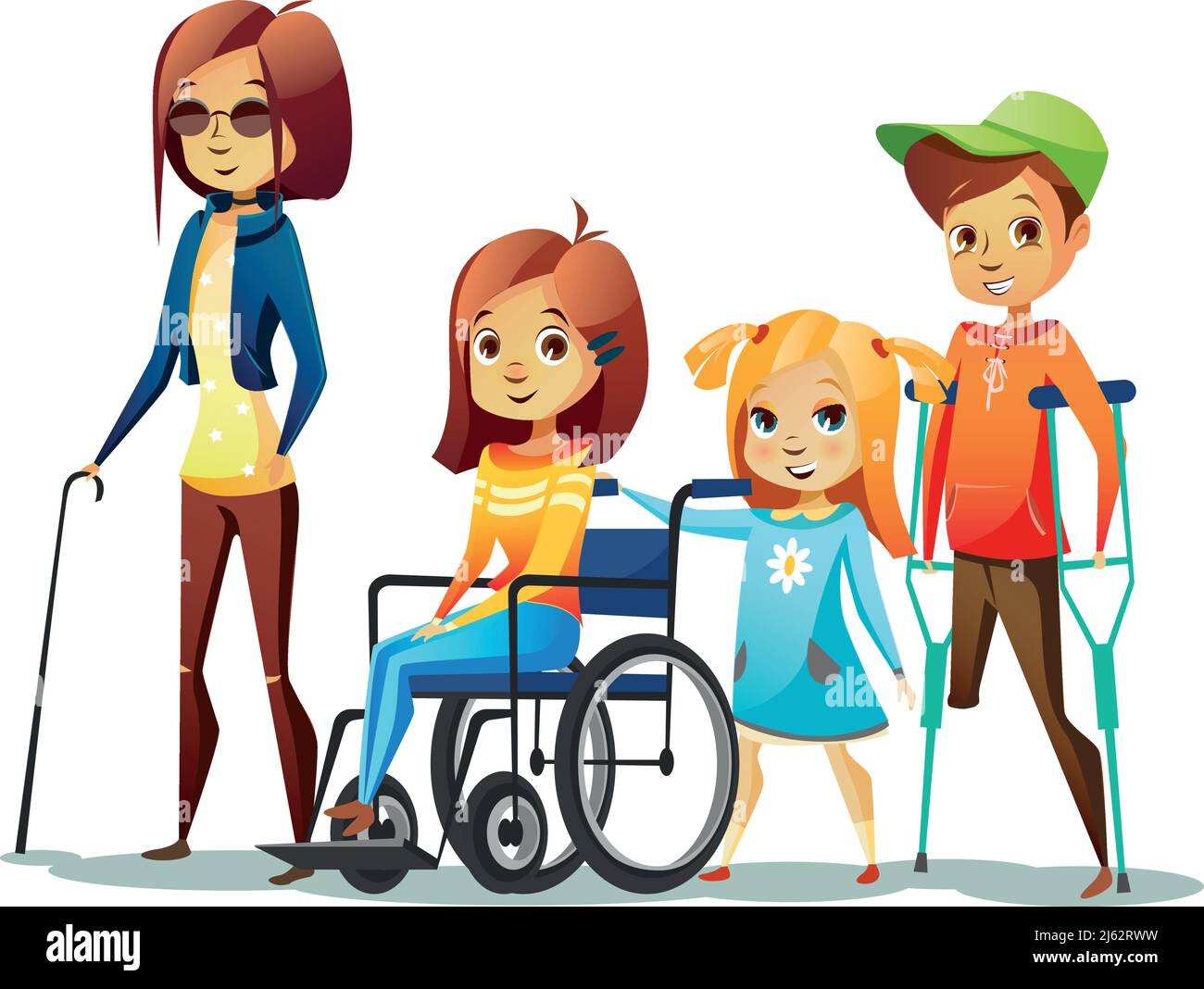 Handicapped children with disabilities vector illustration. Disabled ...