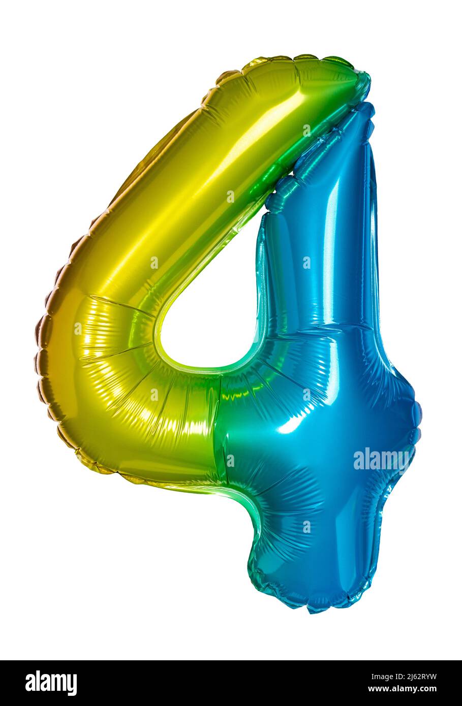 number four iridescent balloon, isolated on white background Stock ...