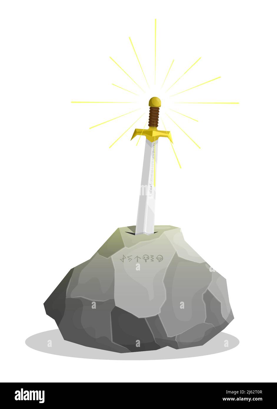 legendary sword Excalibur sticks out of stone. Test of King Arthur ...
