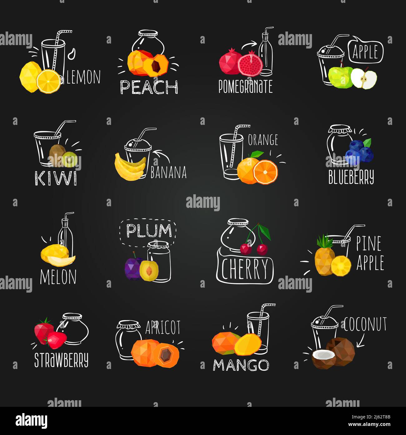 Raspberry blueberry smoothie fresh Stock Vector Images - Alamy