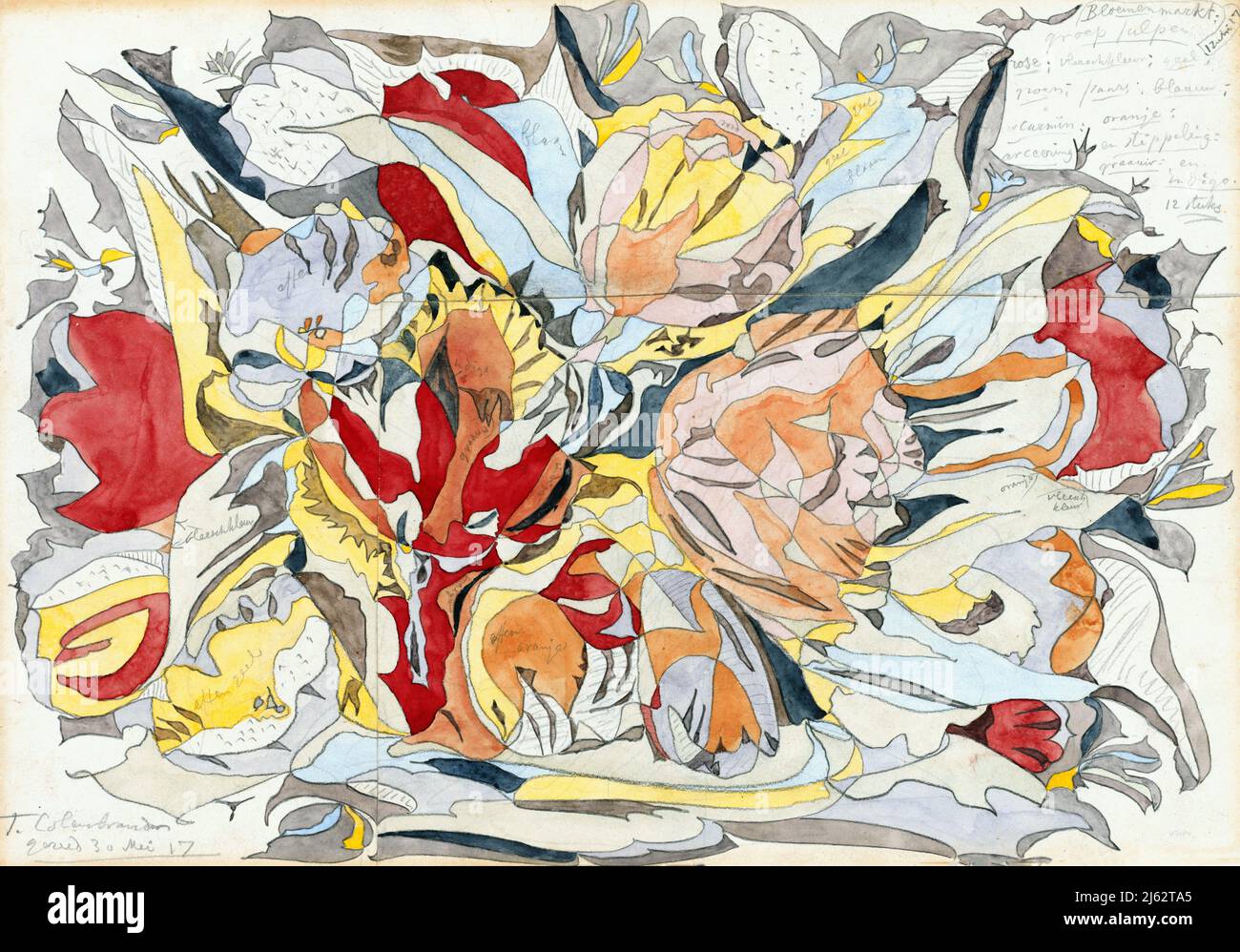 Art by Theo Colenbrander - Bloemenmarkt (1917-05-30 Stock Photo - Alamy