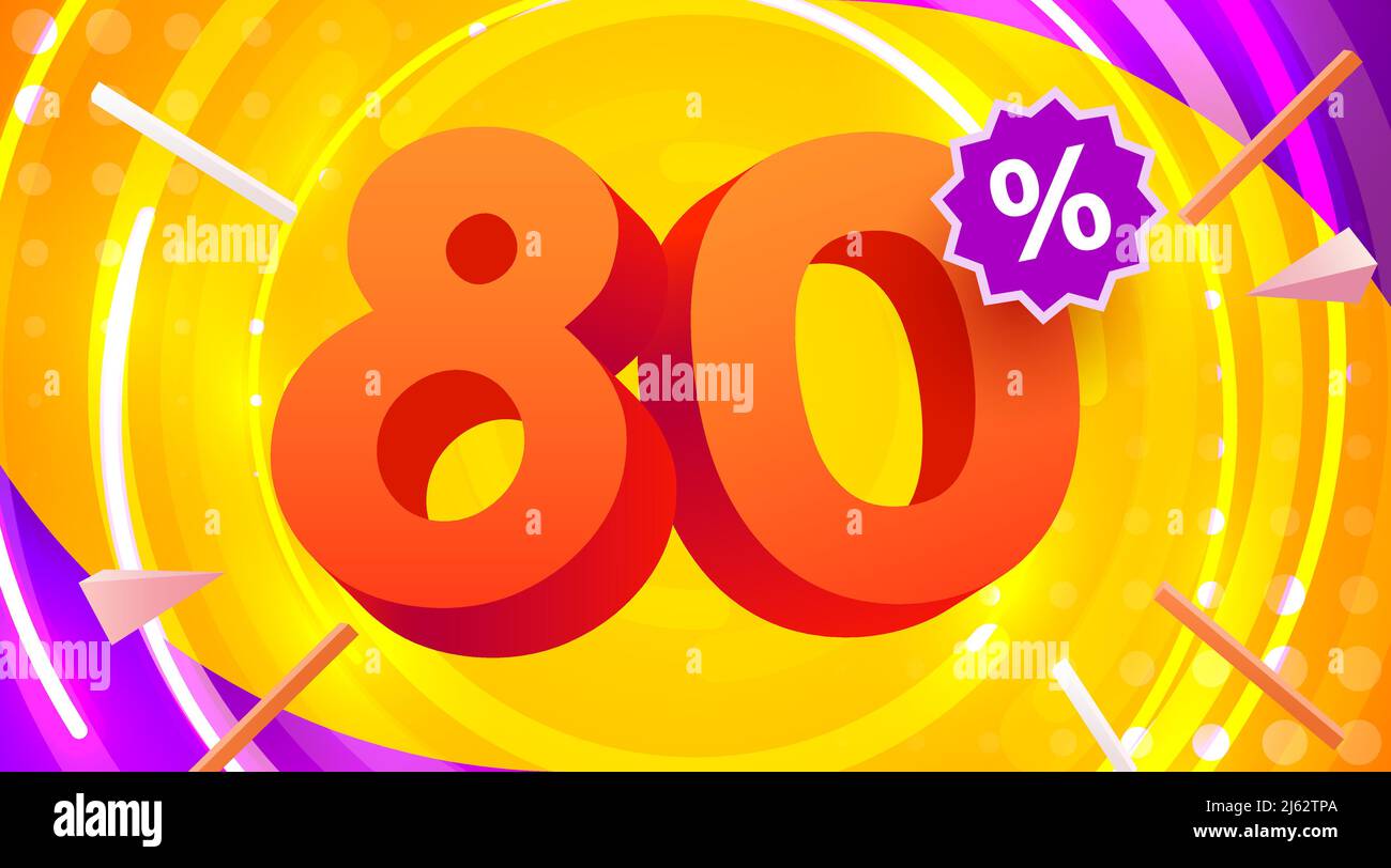 80 percent Off. Discount creative composition. 3d mega sale symbol with ...