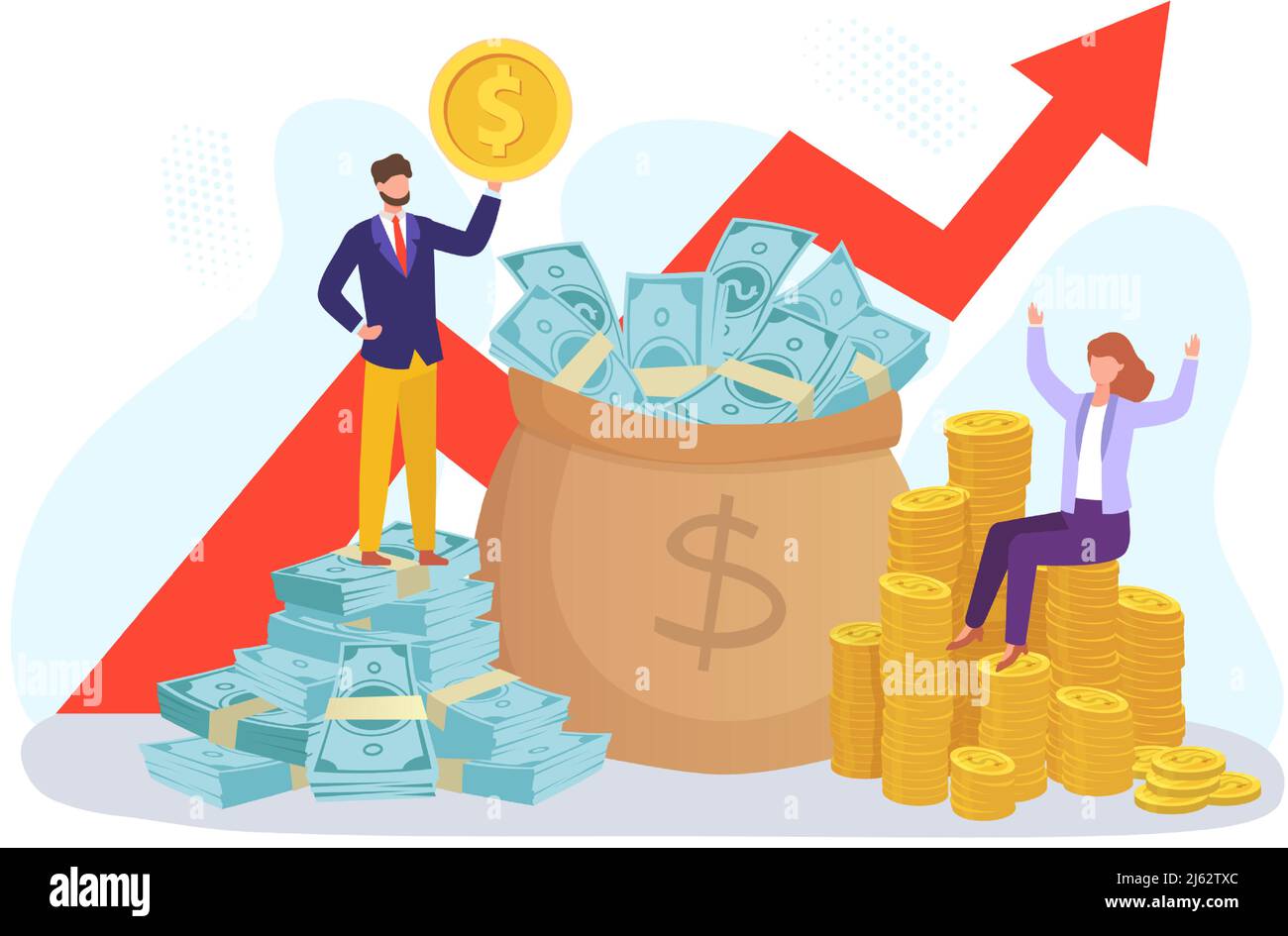 Profit money increase, happy and successful businessman Stock Vector ...
