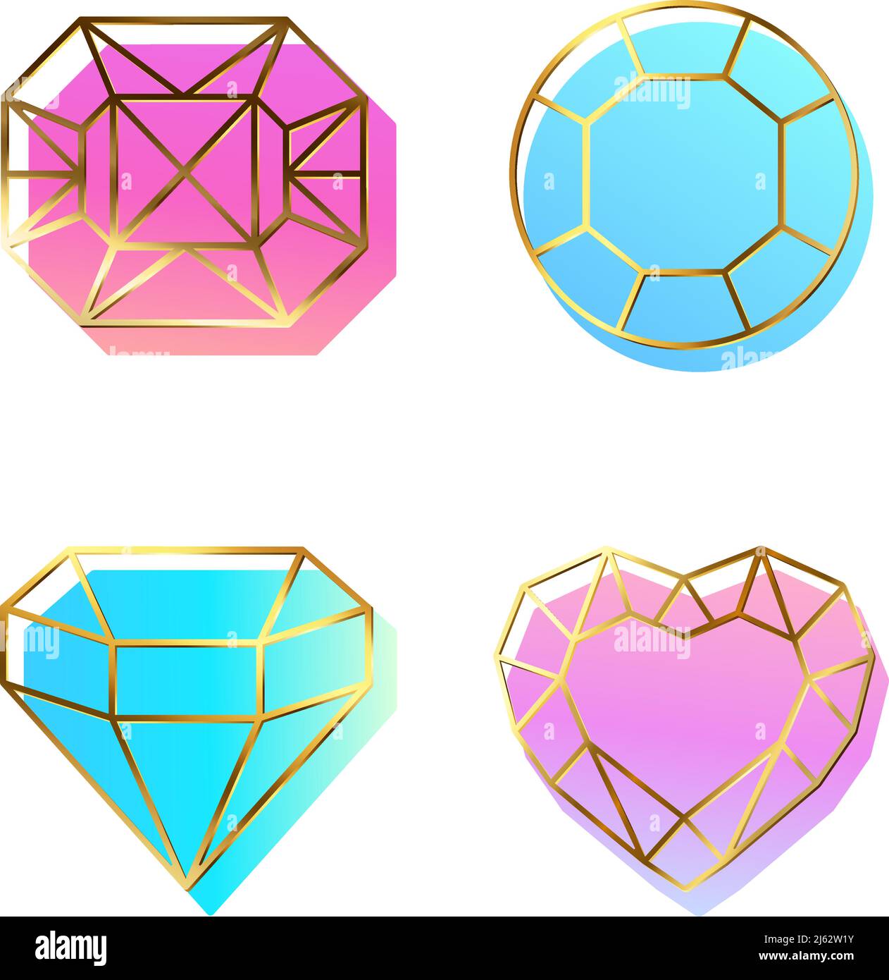 Gems with gradients collection, brilliants form set Stock Vector Image ...