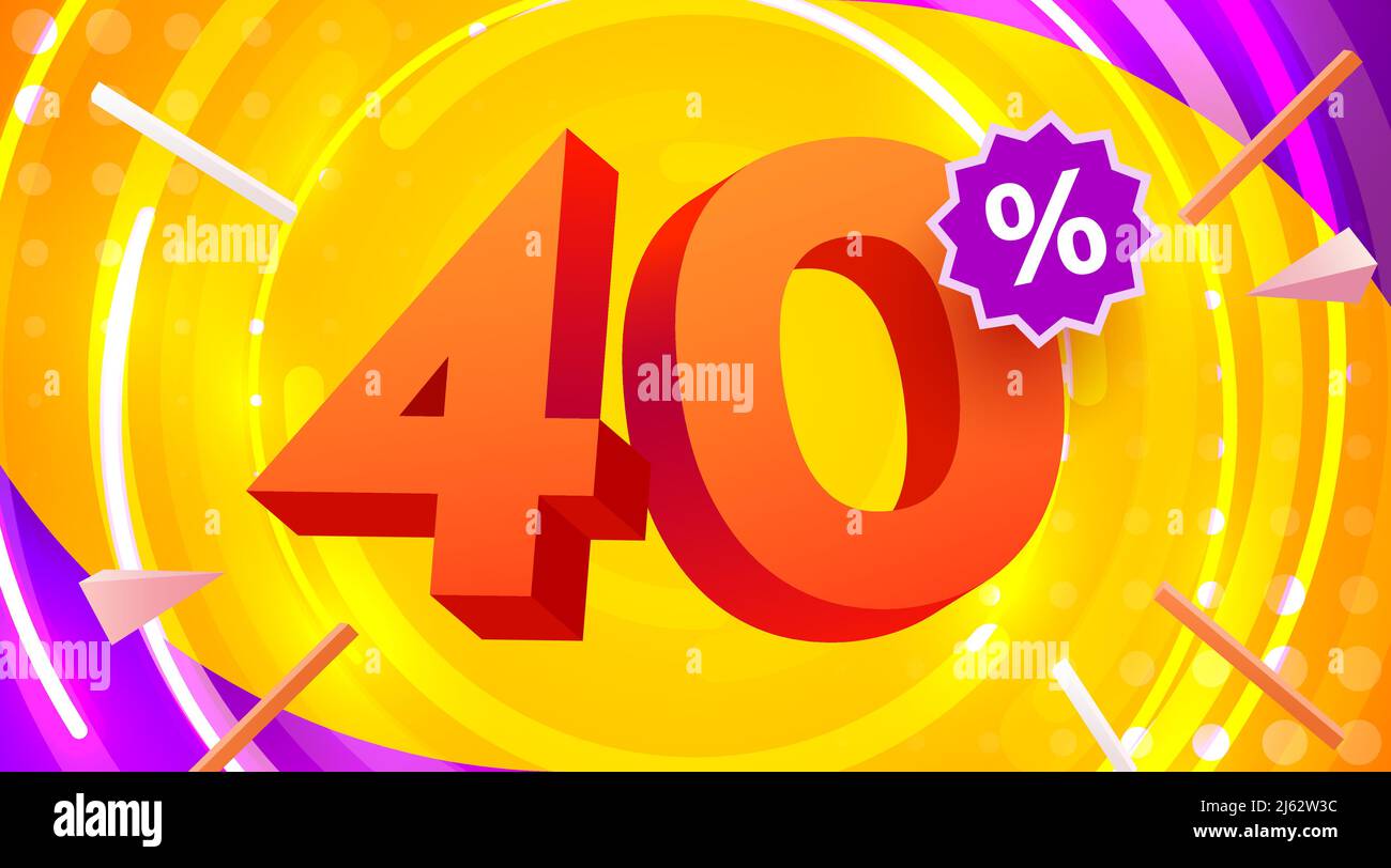 40 percent Off. Discount creative composition. 3d mega sale symbol with ...