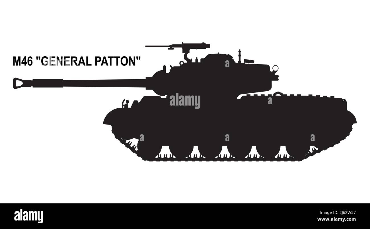 Tank icon. Tank M46. Retro battle tank. Vector illustration. Black tank ...
