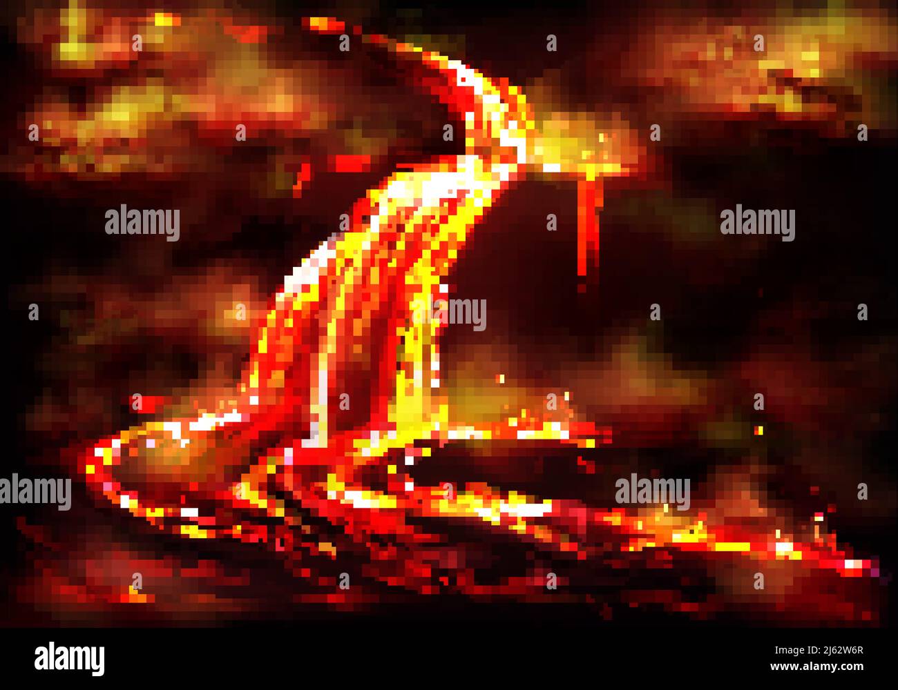 Flow of hot fluid lava, clouds of poisonous smoke and ash, toxic gases ...