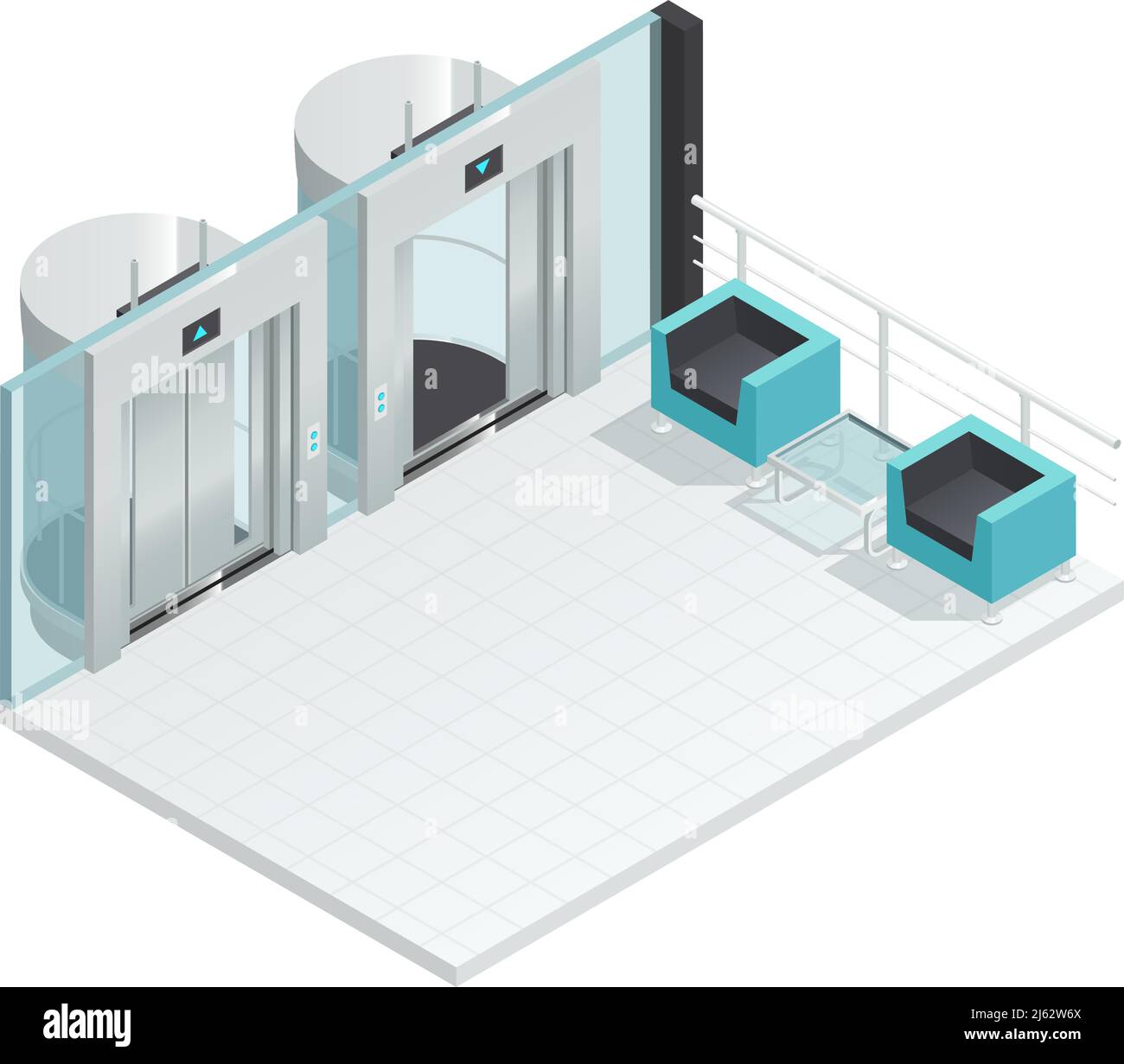 Elevator lift isometric interior with contemporary style lift hall two ...