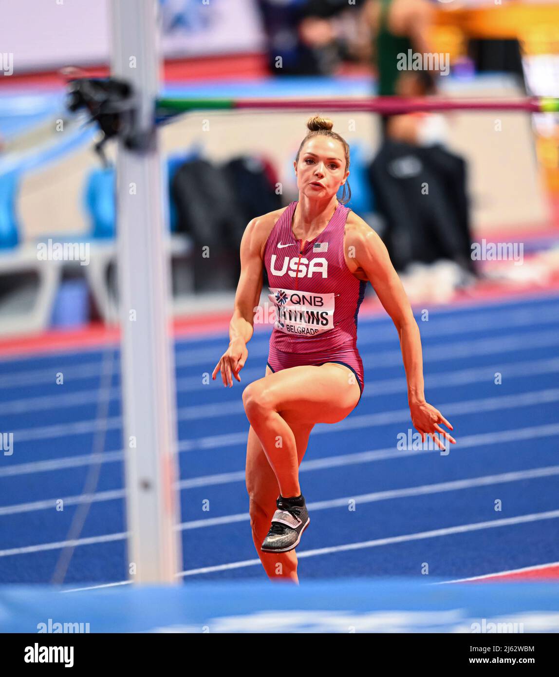 Chari Hawkins participating in the Belgrade 2022 World Indoor ...