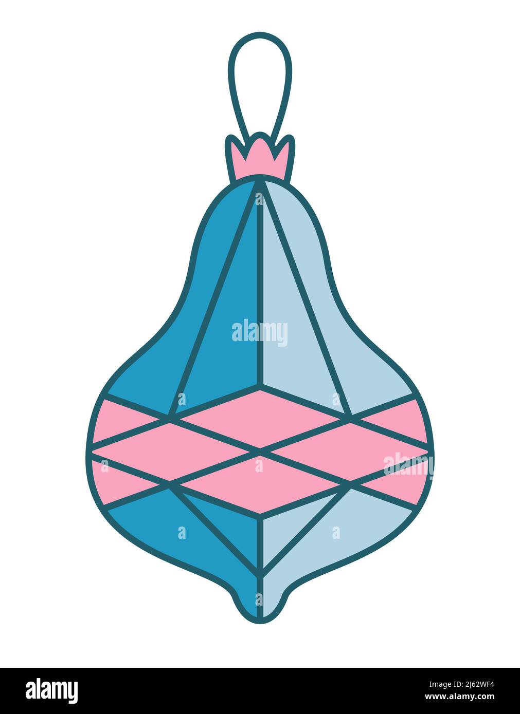 Classic Christmas tree toy. Holiday decor object in lineal flat style ...