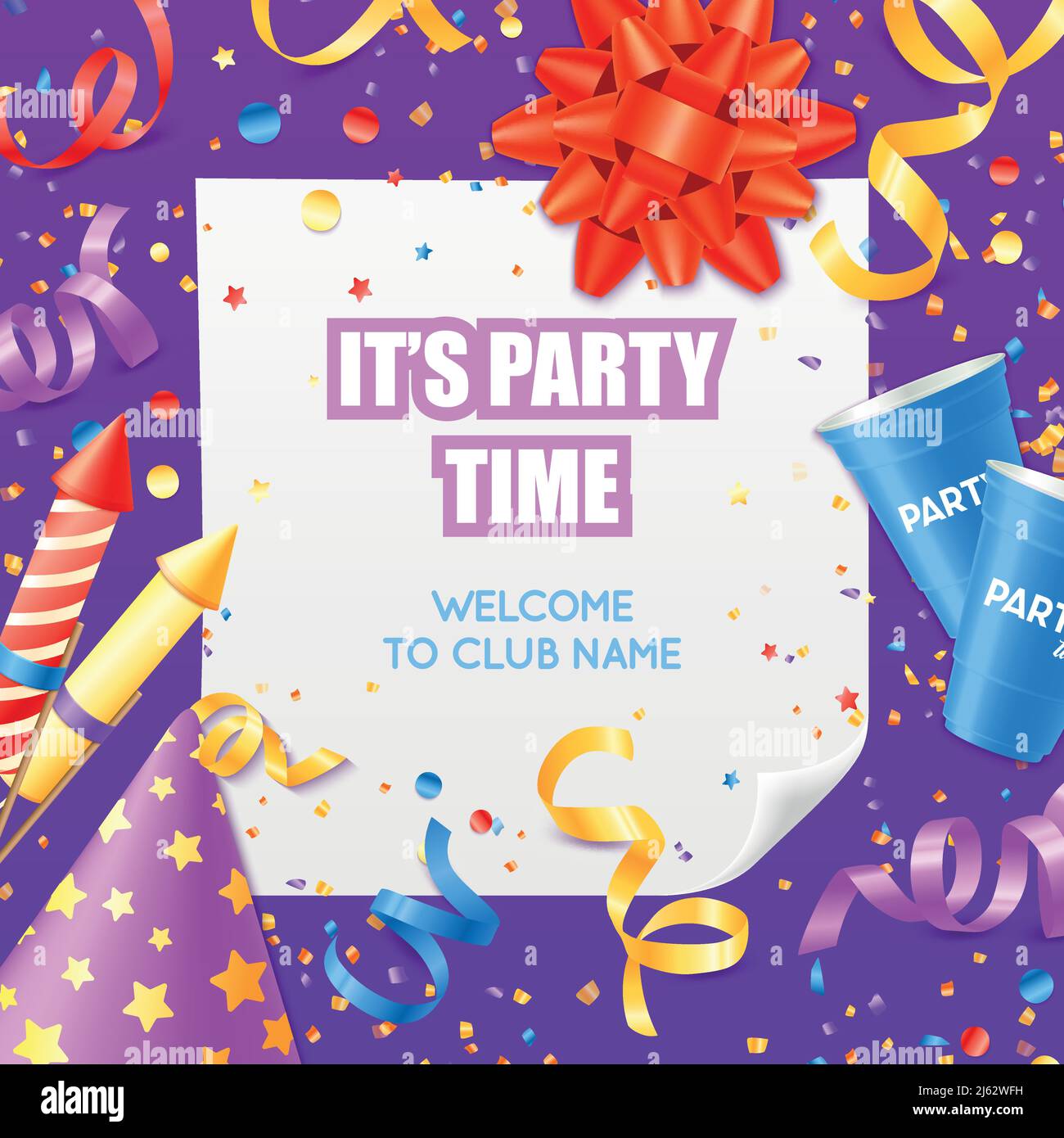 Club party announcement invitation colorful poster card template with ...