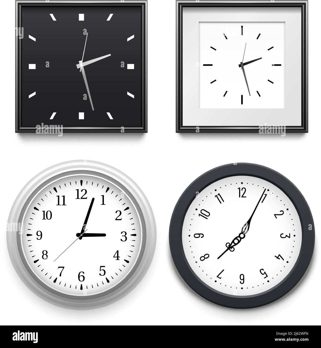 Realistic clock for wall interior, clock face collection Stock Vector ...