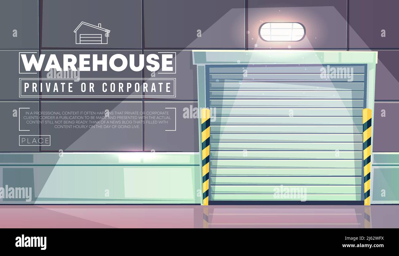 Warehouse with roller shutter door of logistics loader truck entrance ...