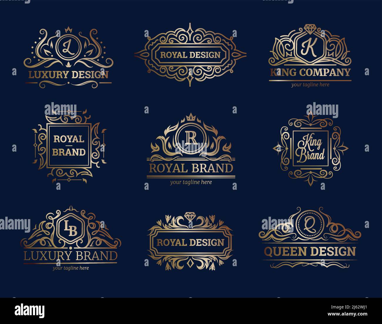 Luxury labels design set with premium quality symbols flat isolated ...