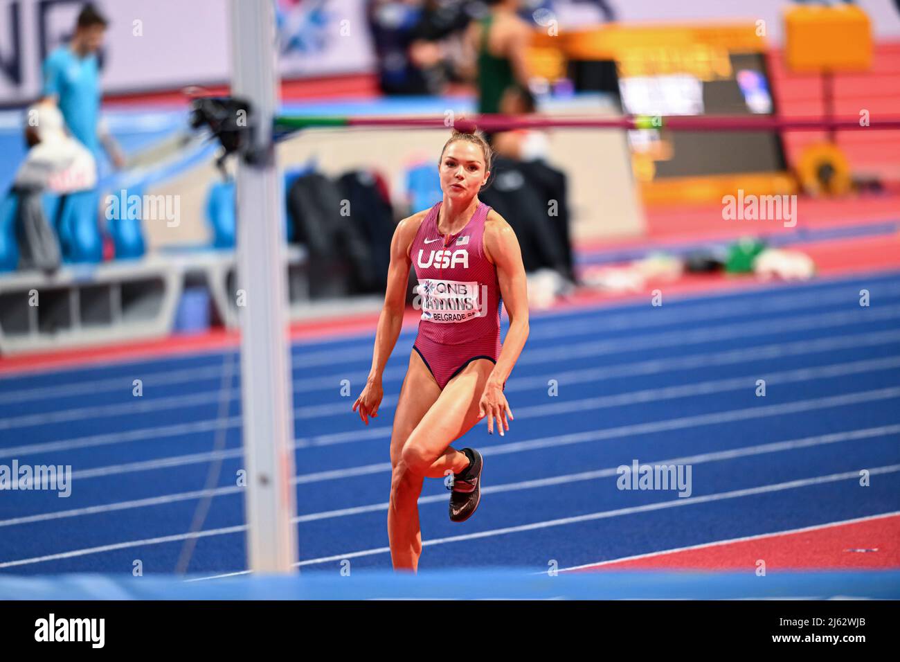 Chari Hawkins participating in the Belgrade 2022 World Indoor ...
