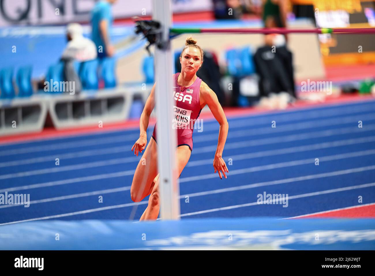 Chari Hawkins participating in the Belgrade 2022 World Indoor ...