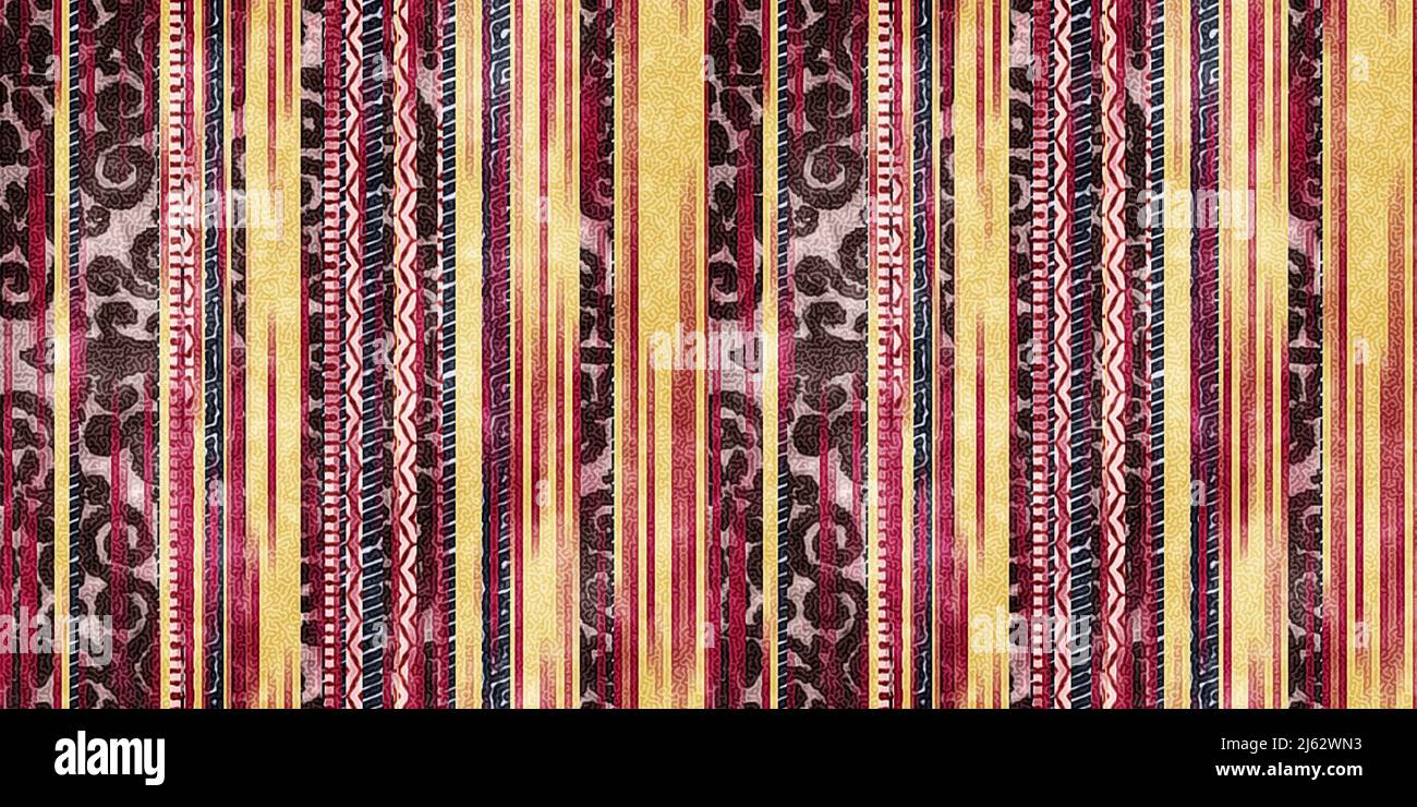 Seamless tribal ethnic stripe grungy border surface pattern design for ...