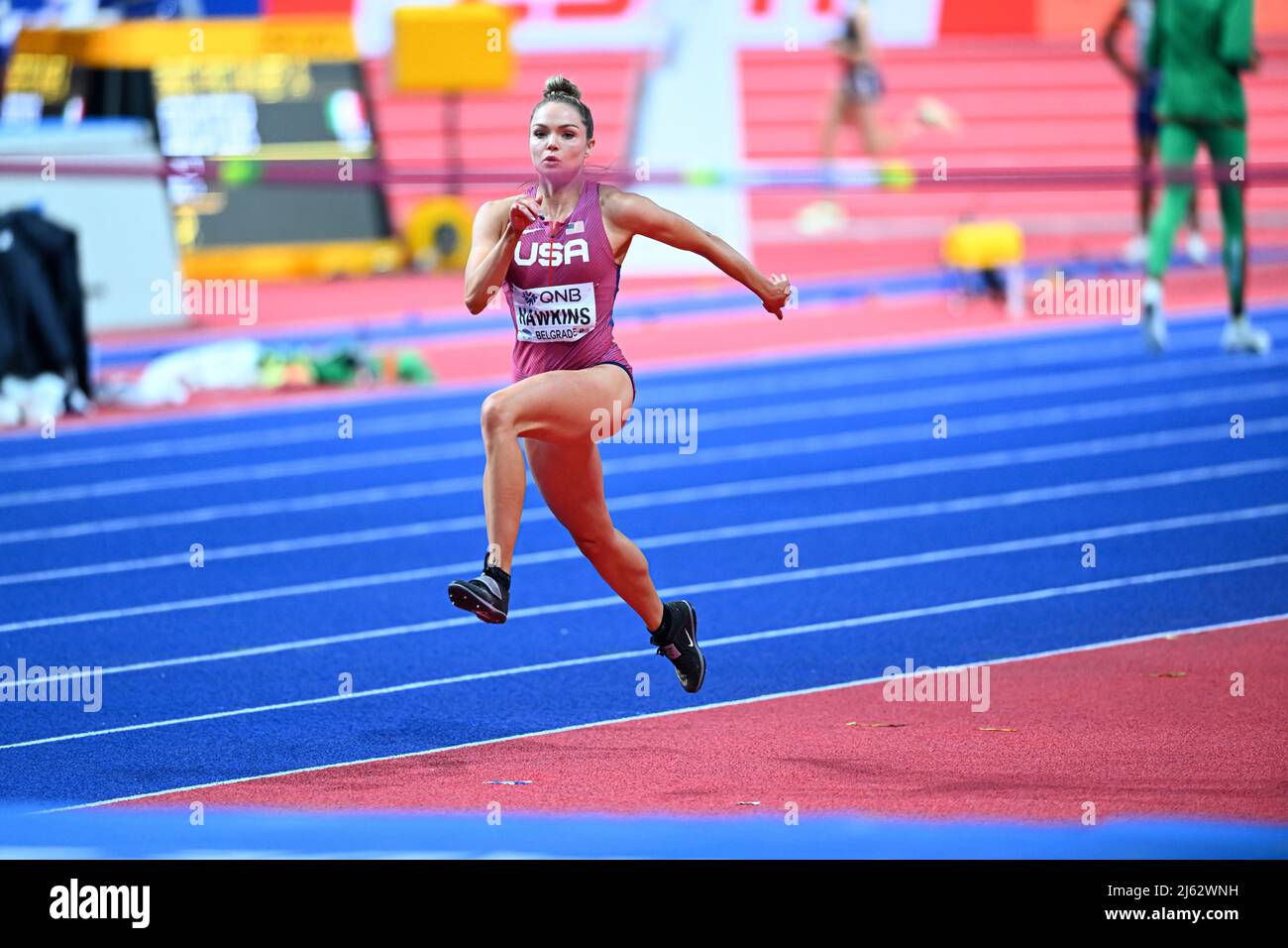 Chari Hawkins participating in the Belgrade 2022 World Indoor ...