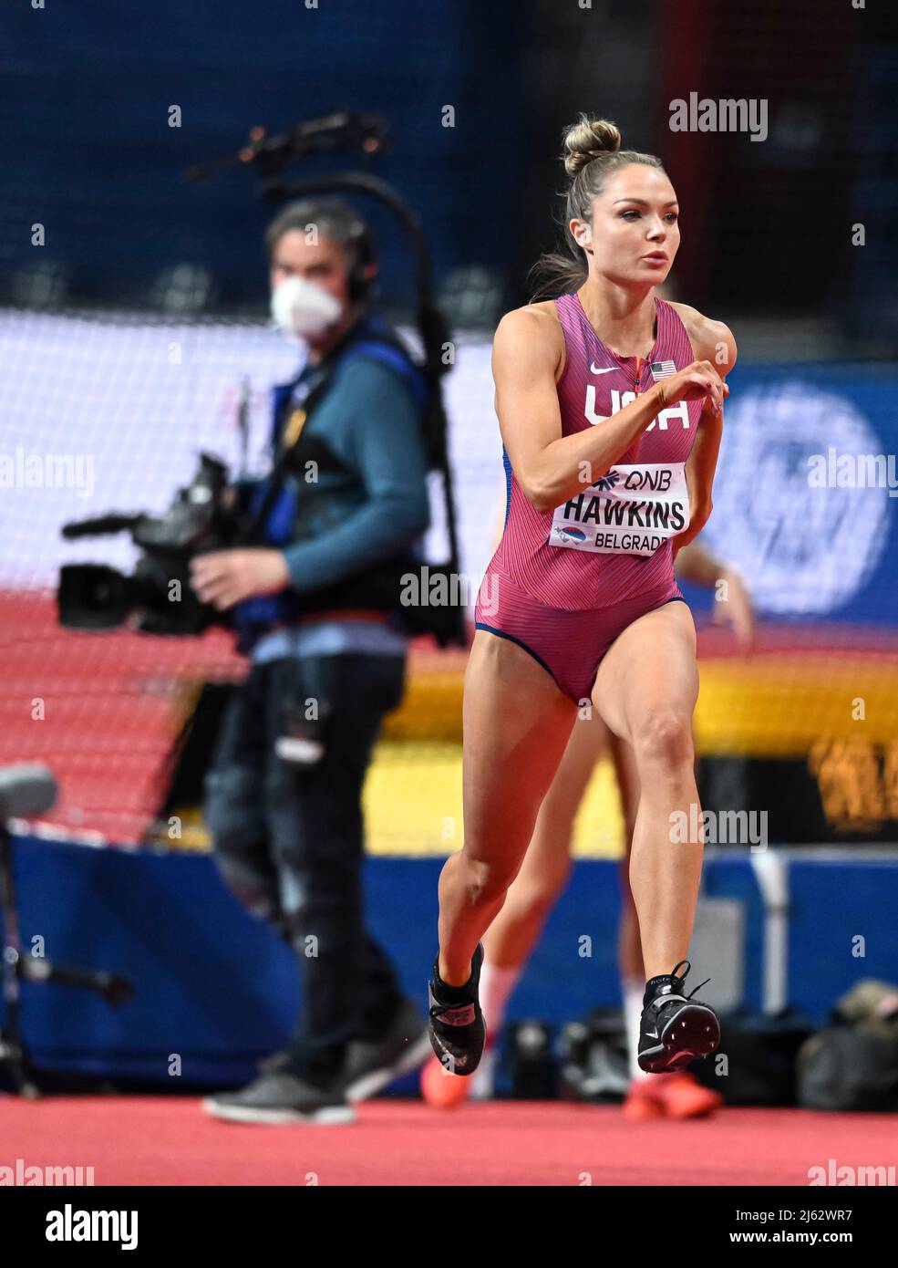 Chari Hawkins participating in the Belgrade 2022 World Indoor ...