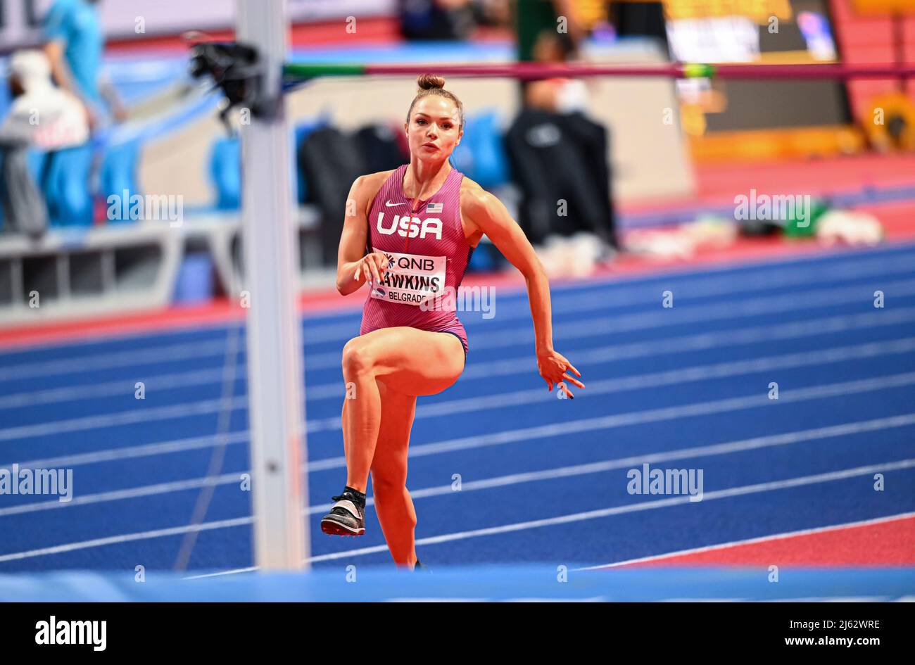 Chari Hawkins participating in the Belgrade 2022 World Indoor ...