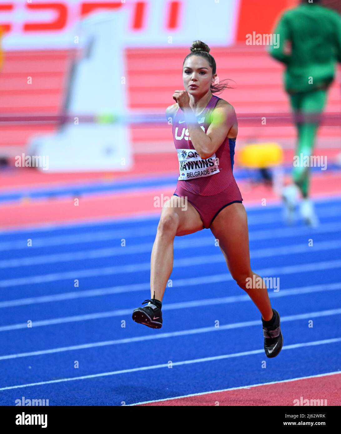 Chari Hawkins participating in the Belgrade 2022 World Indoor ...