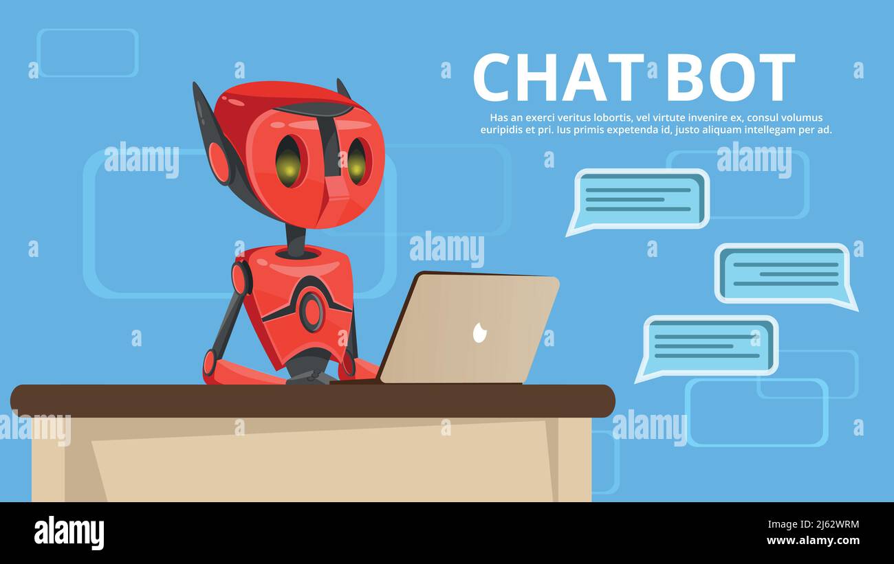 Vector cartoon chat bot poster background template. Illustration with ...