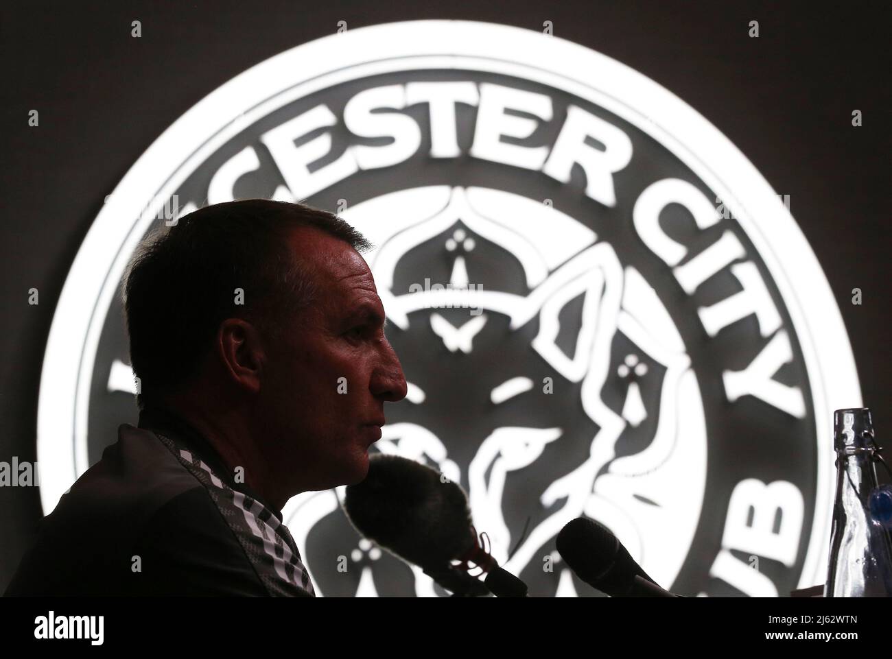 Leicester City manager Brendan Rodgers during a press conference at the ...