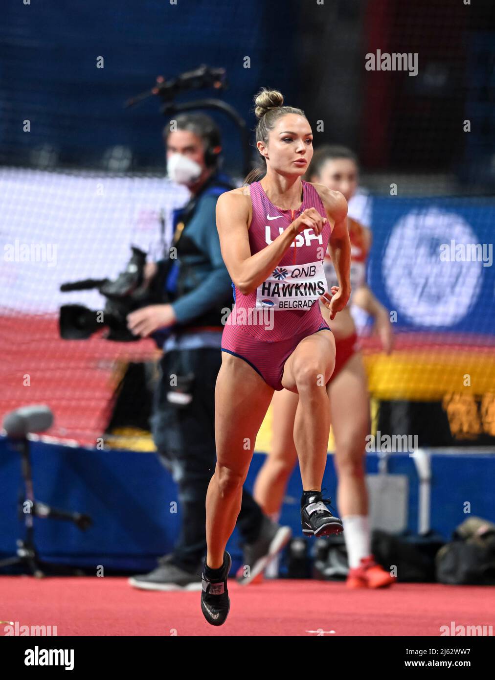 Chari Hawkins participating in the Belgrade 2022 World Indoor ...