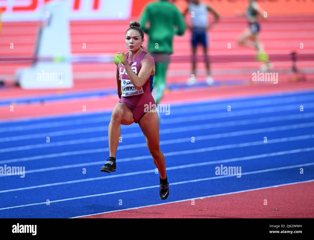 Chari Hawkins participating in the Belgrade 2022 World Indoor ...
