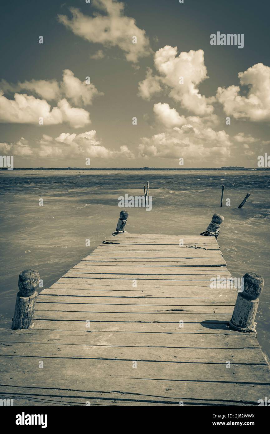 Old black and white picture of the natural panorama view to the Muyil ...