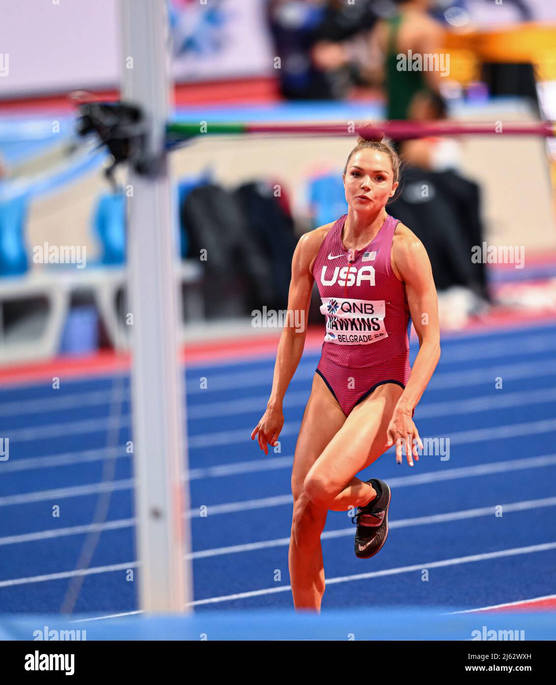 Chari Hawkins participating in the Belgrade 2022 World Indoor ...