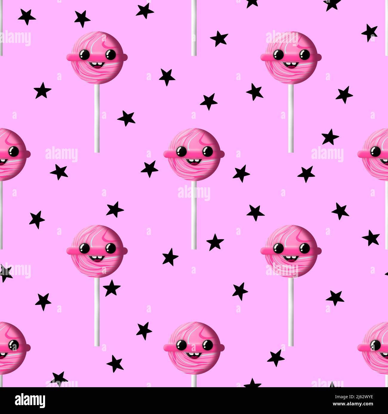 Kids cartoon seamless lollipop candy pattern for fabrics and packaging ...