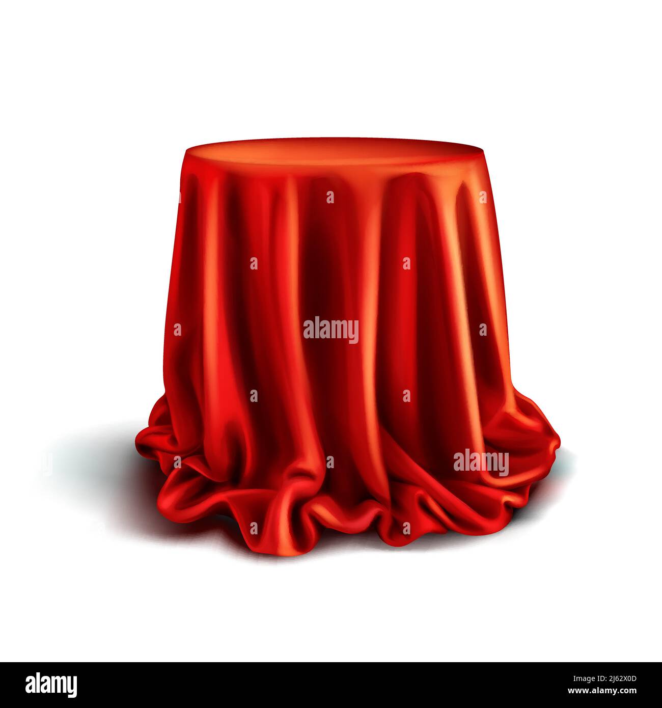 Vector realistic box covered with red silk cloth isolated on white ...
