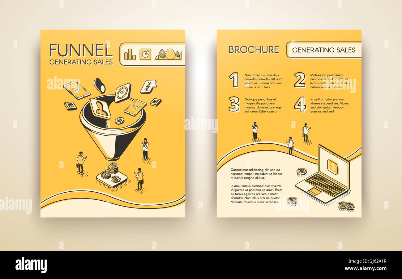 Funnel generating sales, business marketing brochure, poster or booklet ...