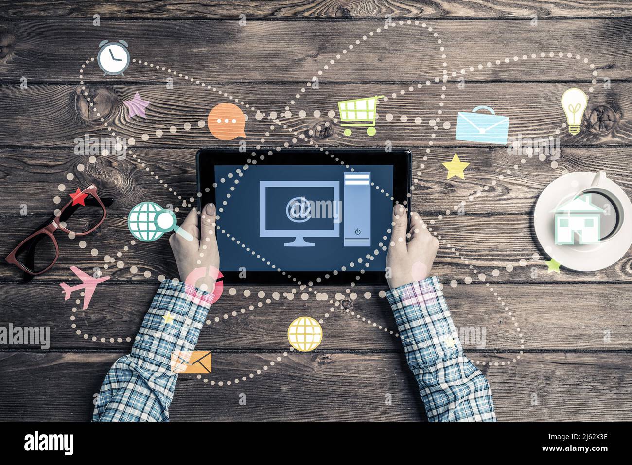 Concept of social communication and networking with media user ...