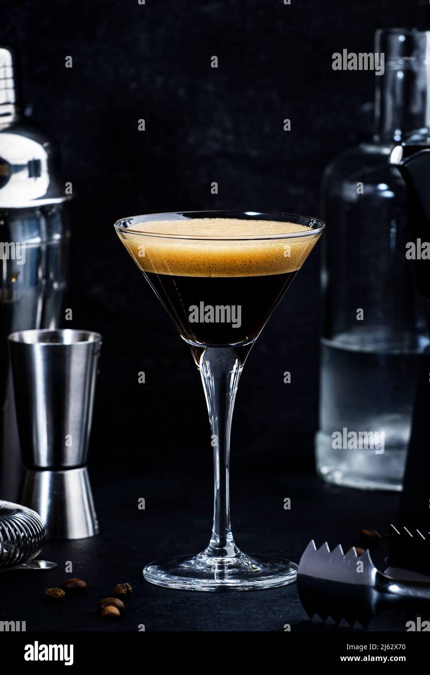 Classic alcoholic cocktail Espresso martini with vodka, coffee liqueur ...