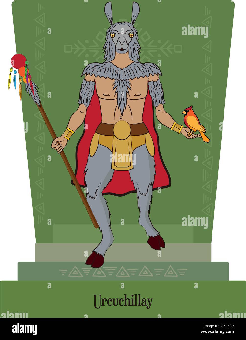 Illustration vector isolated of Inca, Mythical God Urcuchillay, animal ...