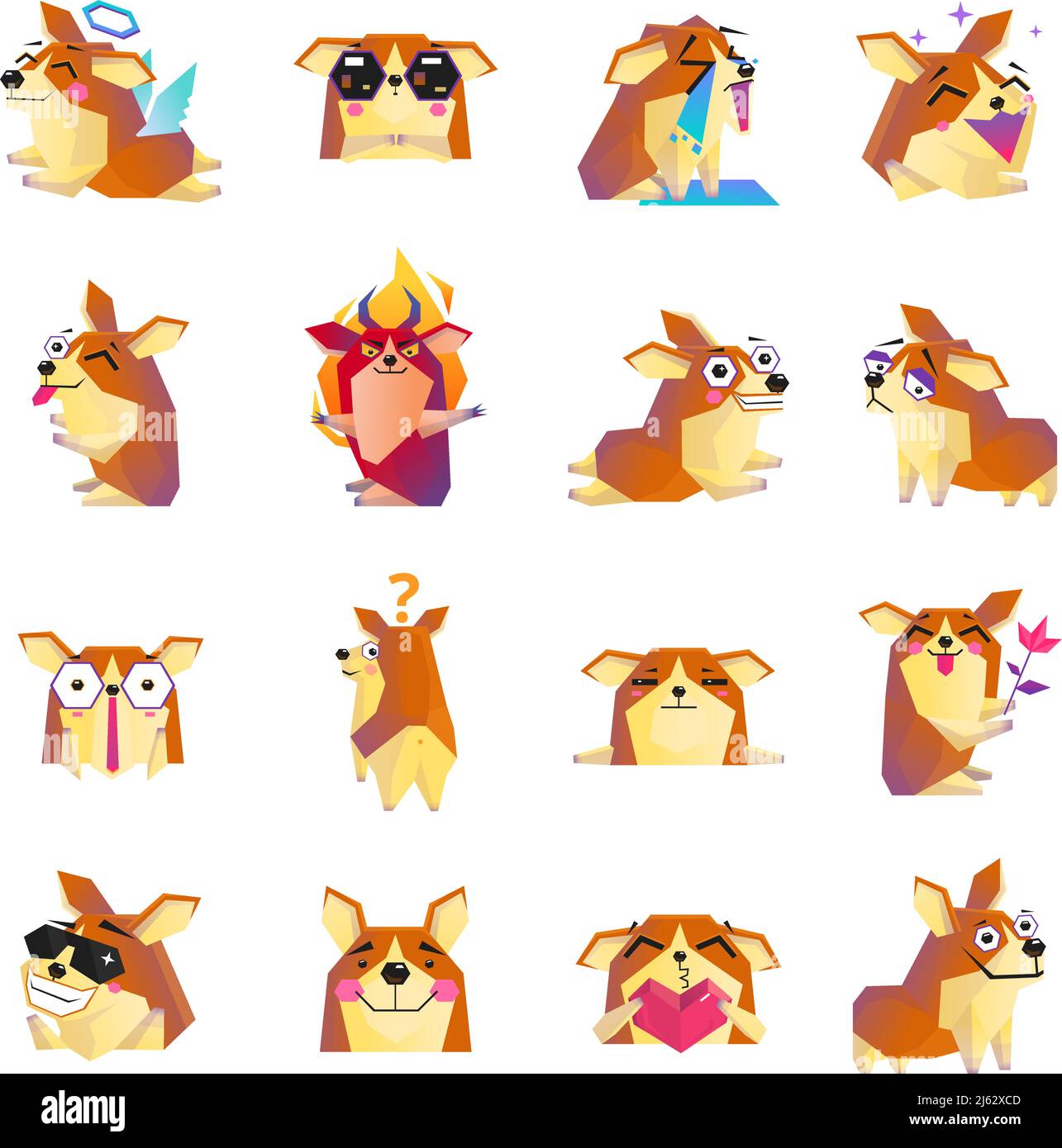 Dog emotion icon set illustration hi-res stock photography and images ...