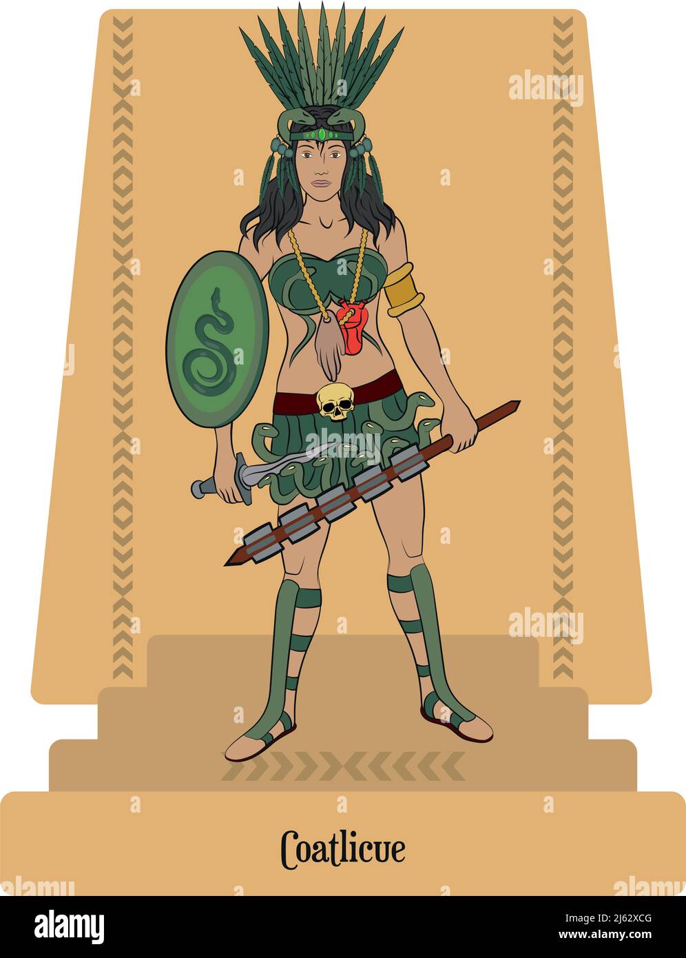 Illustration vector isolated of Aztec god Coatlicue Stock Vector Image & Art - Alamy