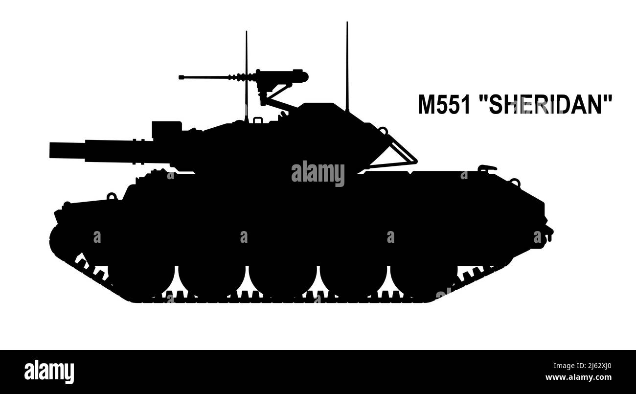 Tank icon. Tank M551. Retro battle tank. Vector illustration. Black ...