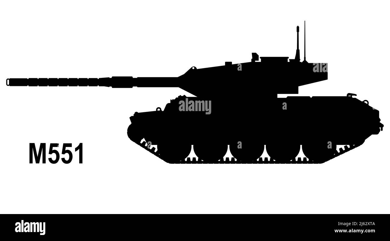 Tank icon. Tank M551. Retro battle tank. Vector illustration. Black ...