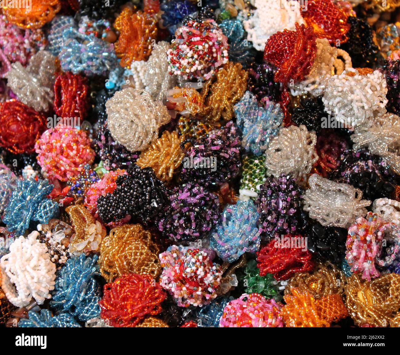 A Colourful Collection of Beaded Hair Bobbles Stock Photo - Alamy