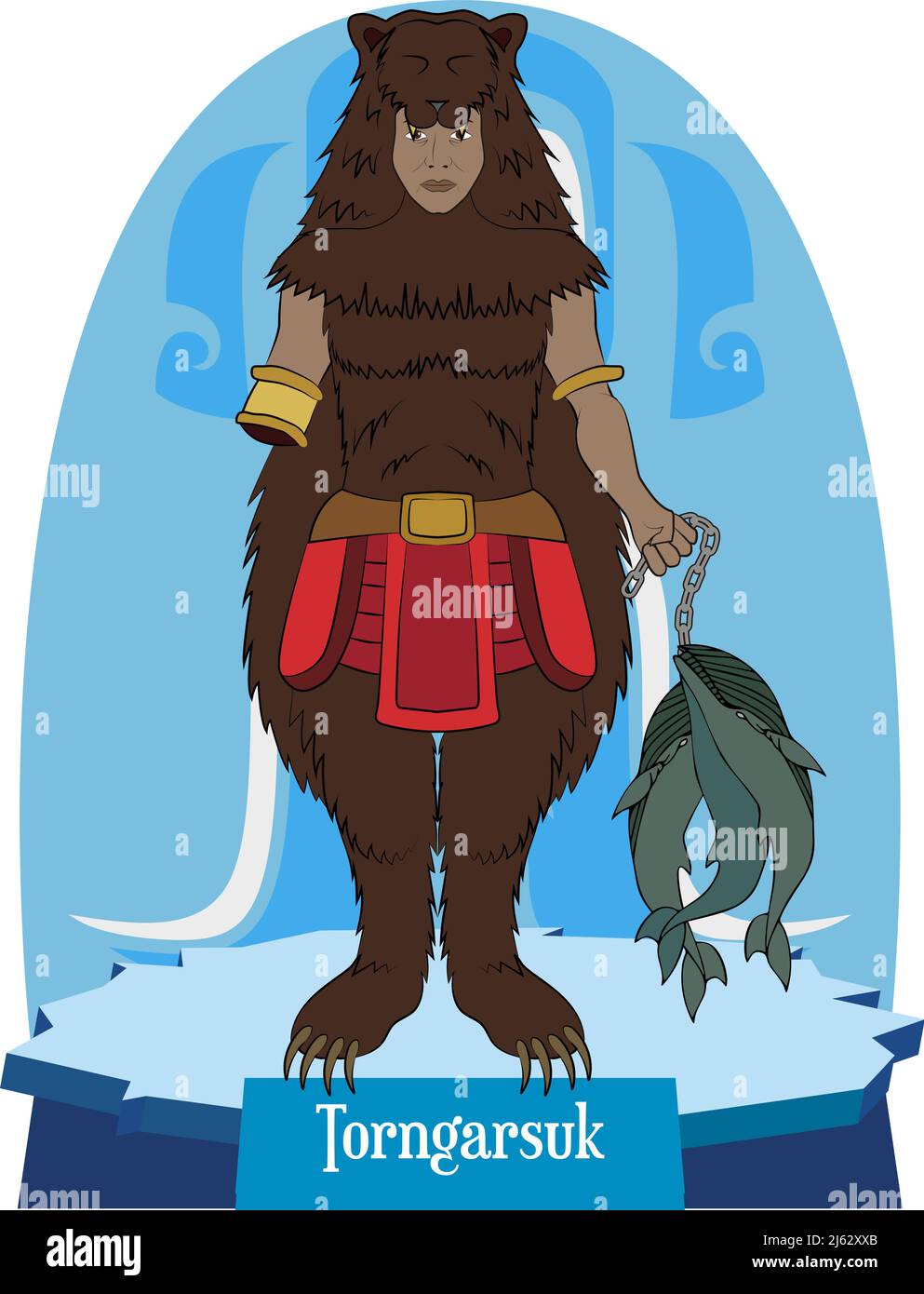 Isolated illustration vector of inuit, eskimo mythical deity, Torngarsuk, sky god, master of ...