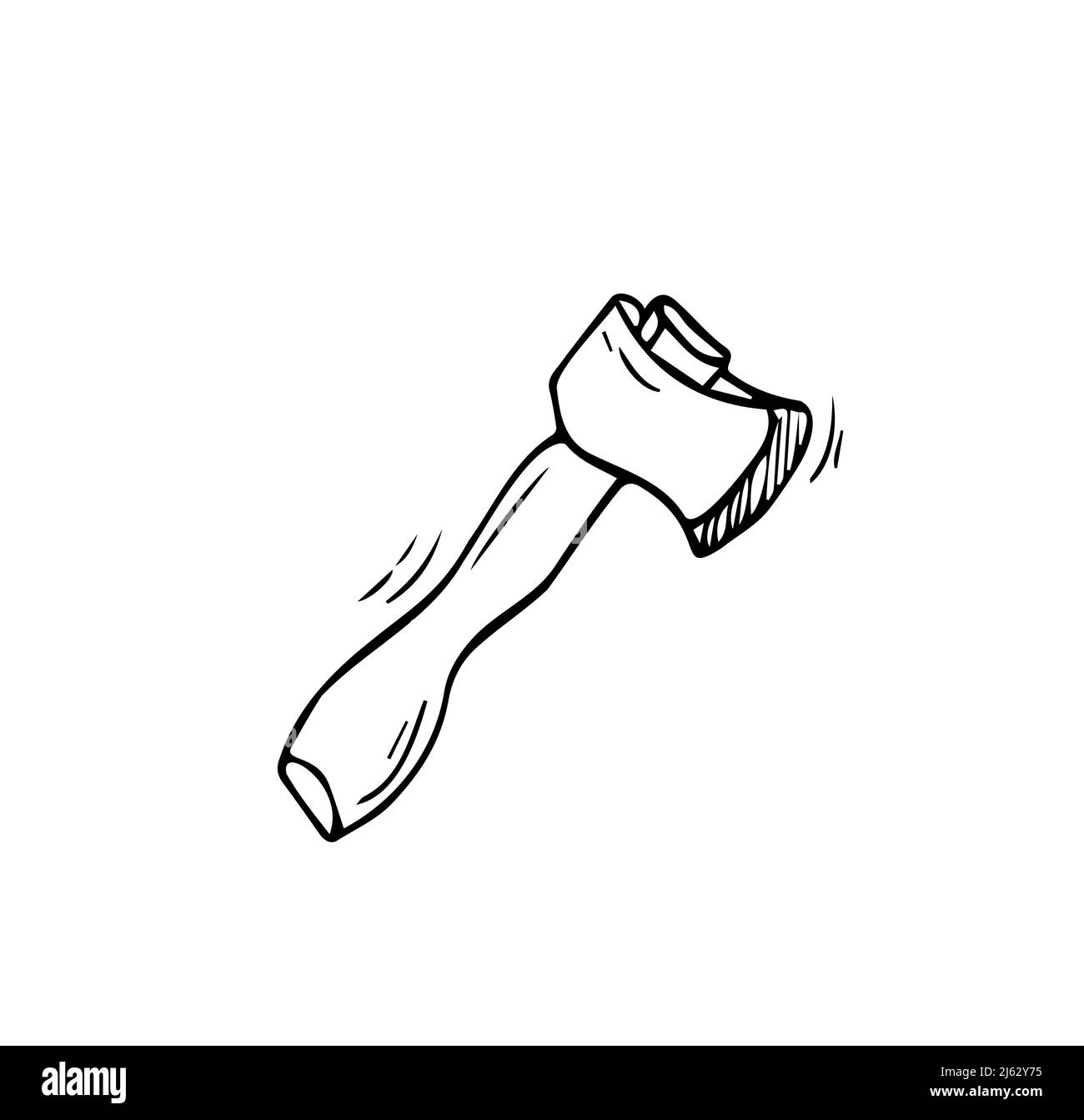 An axe editable doodle hand drawn icon. An axe for camping, hiking ...