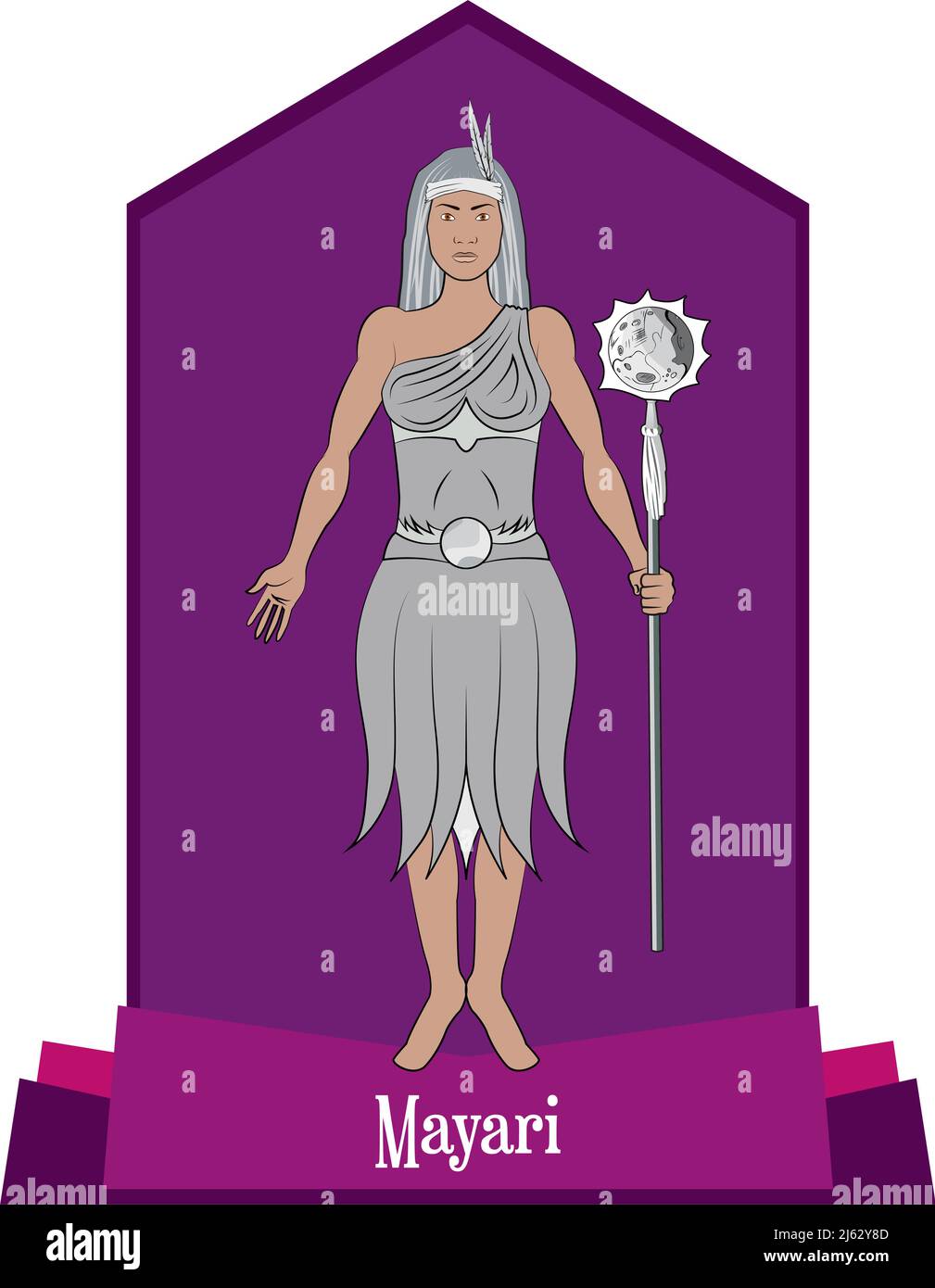 Filipino mythical goddess, Mayari, lunar deity isolated illustration ...