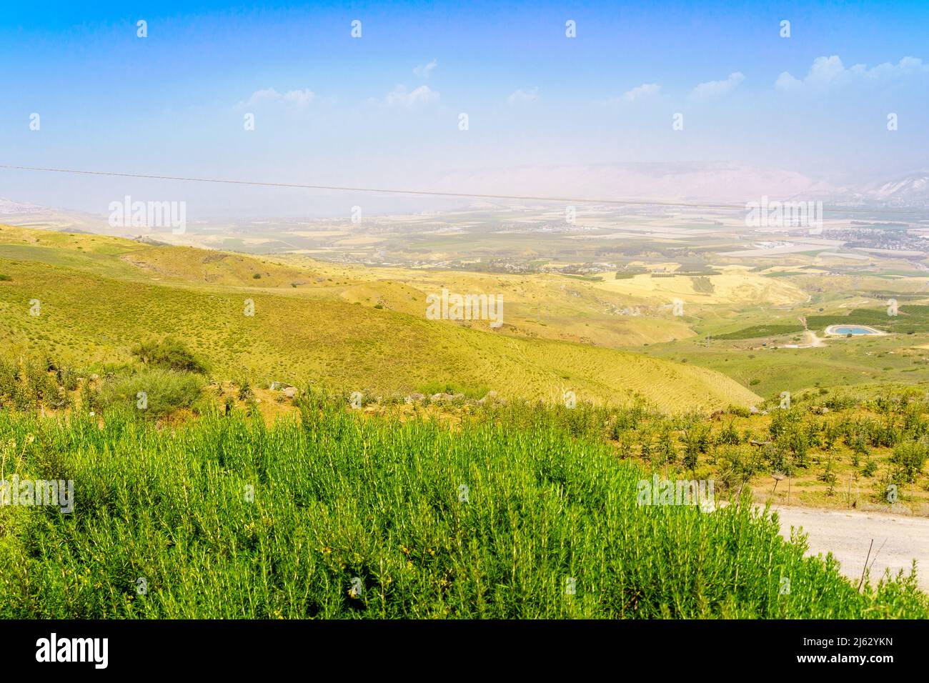 View of landscape of the lower Jordan River valley, and the Sea of ...