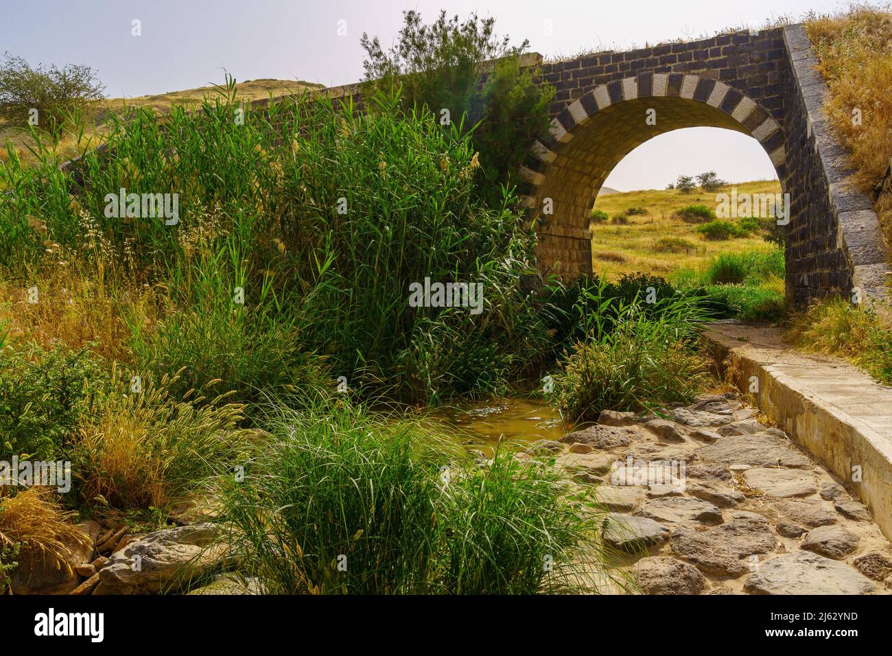 View of an old train bridge over the Yisachar Stream, in the Lower ...